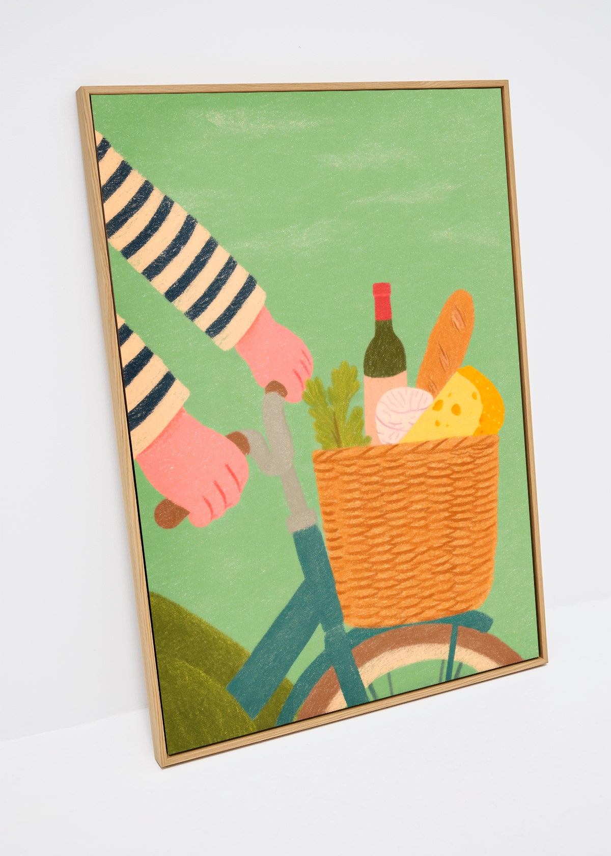 French Picnic – Canvas Print with Bicycle & Basket Motif | HelloPoster ...